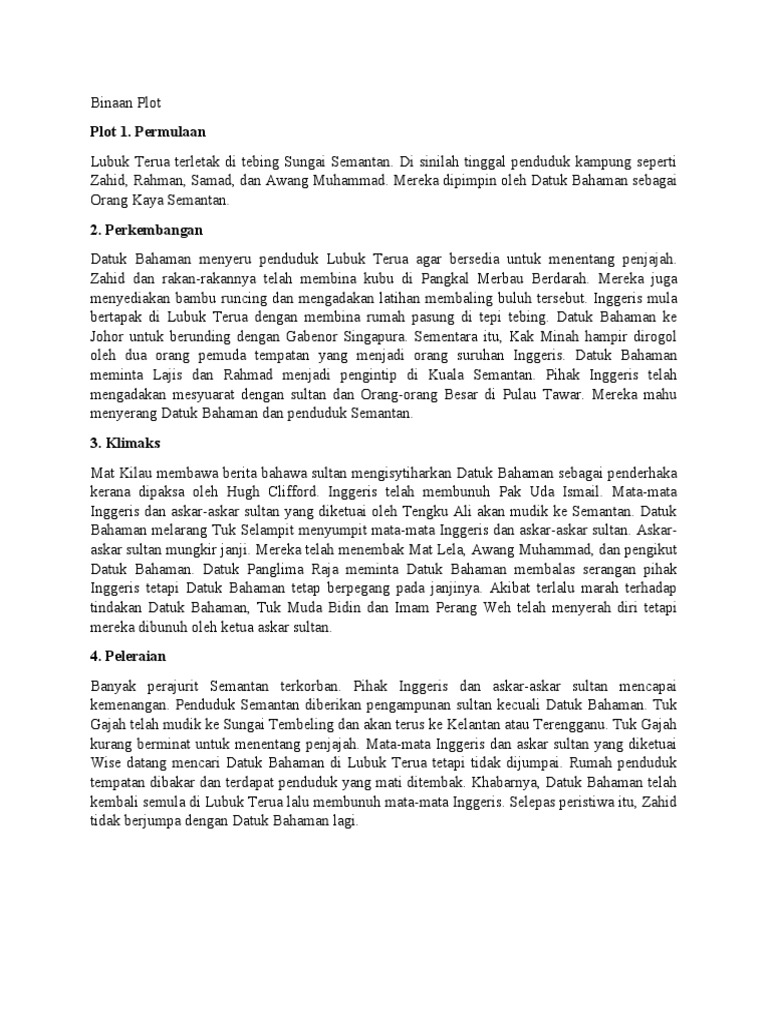 Binaan Plot DARAH TITIK SEMANTAN | PDF