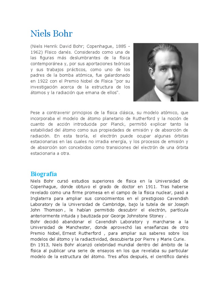 Niels Bohr | PDF | Niels Bohr | Electrón