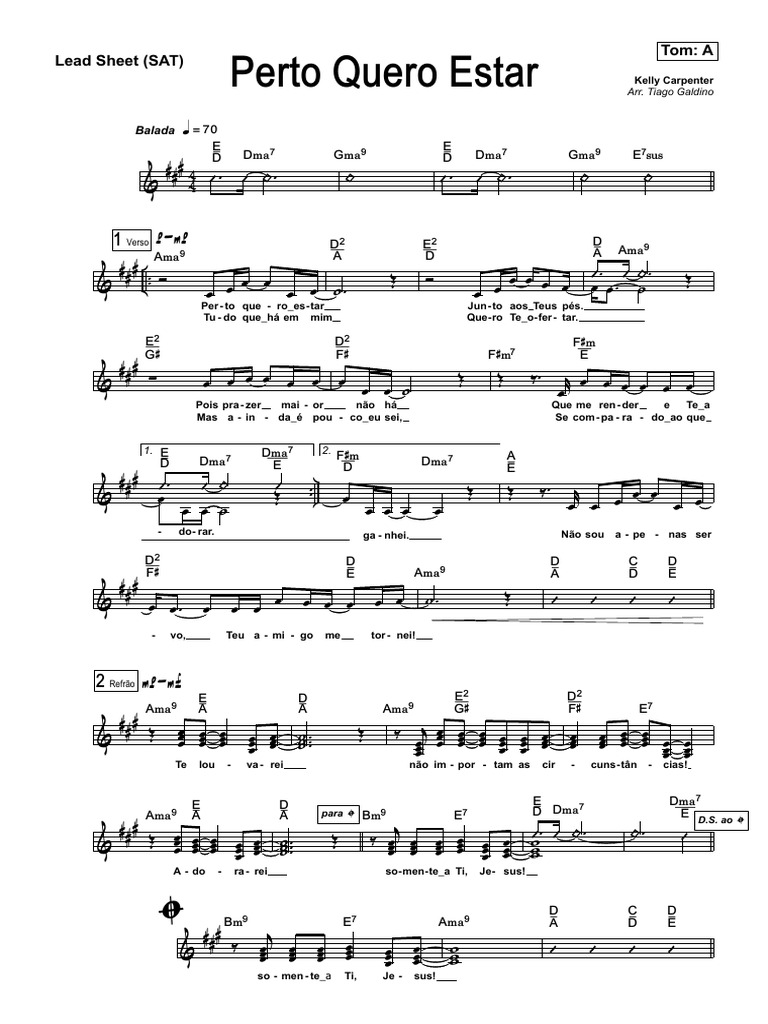 Perto Quero Estar (Lead Sheet) | PDF
