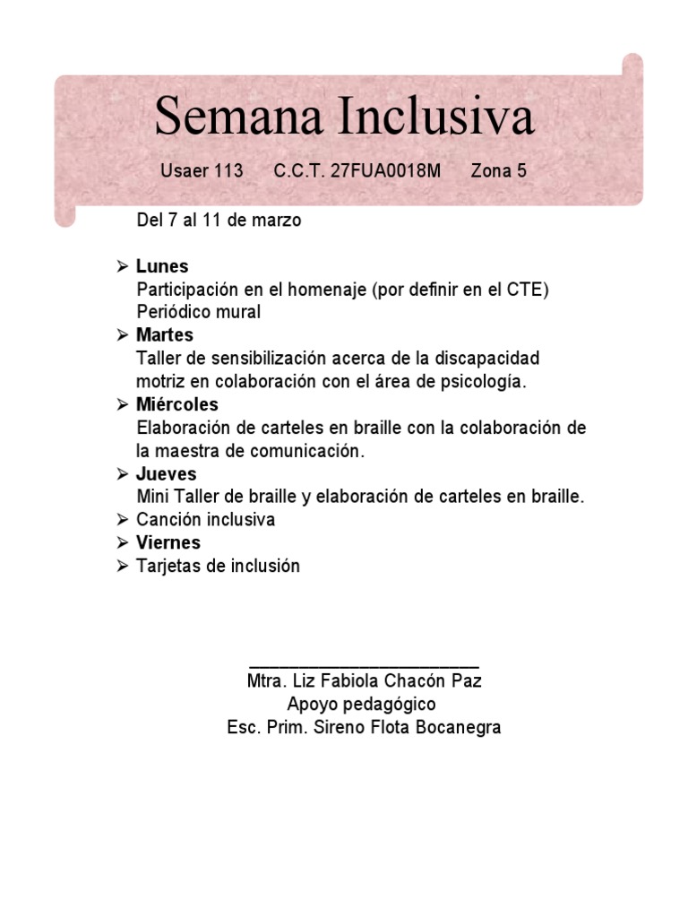 Semana Inclusiva 2022 | PDF