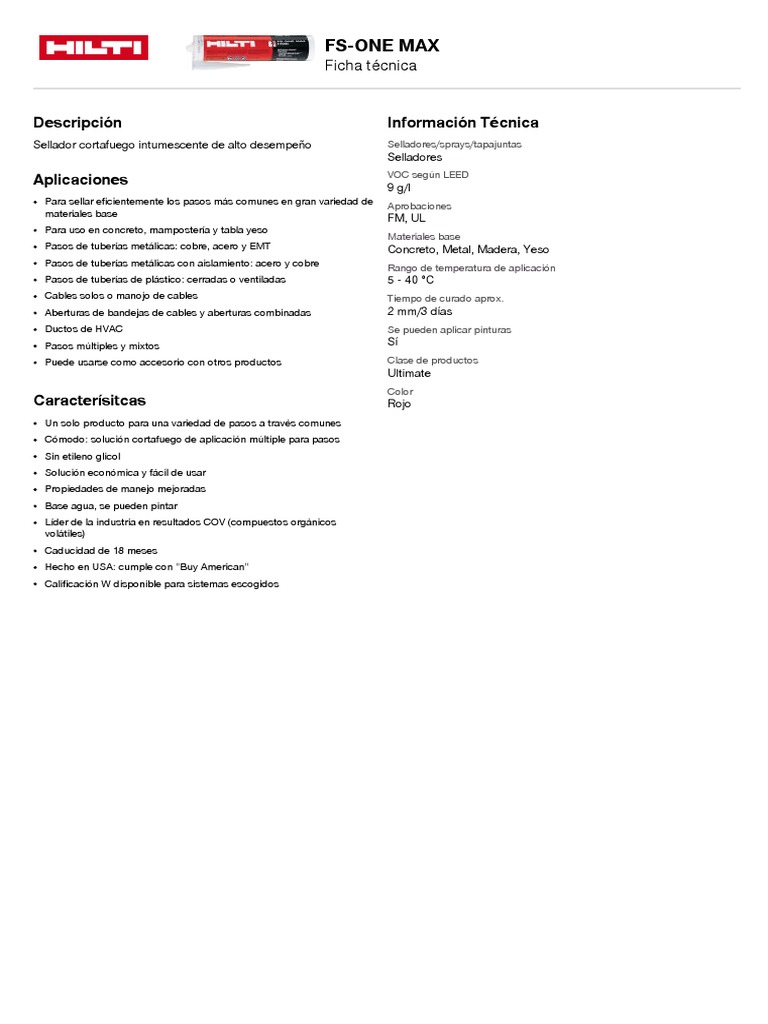 Sellador Cortafuego FS-ONE MAX | PDF