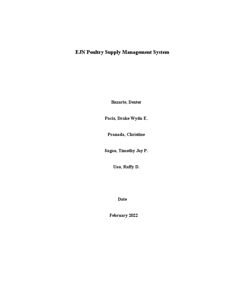 EJN Poultry Supply Management System Documentation | PDF | User ...