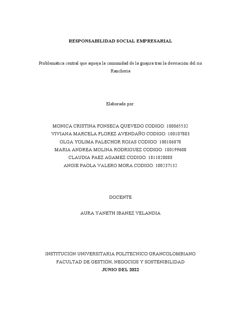 Problematica Central - Comunidad de La Guajira - Ultima Entrega | PDF ...