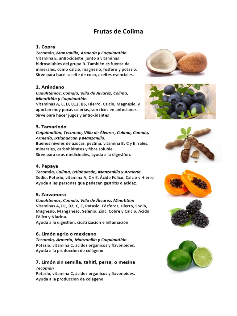 Frutas de Colima | PDF | Vitamina C | Calcio