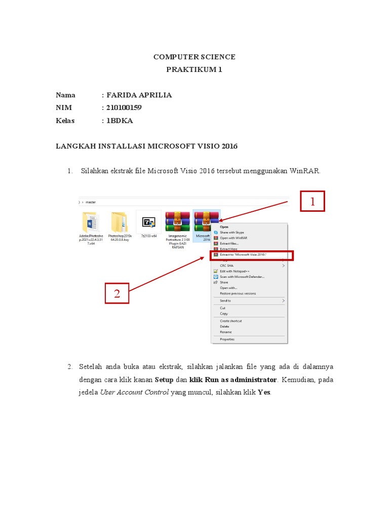 Tugas Praktikum 1 - Computer Science - Farida Aprilia - 210100159 | PDF