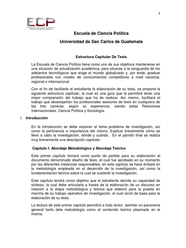 Estructura Capitular de Tesis | PDF | Teoría | Método científico