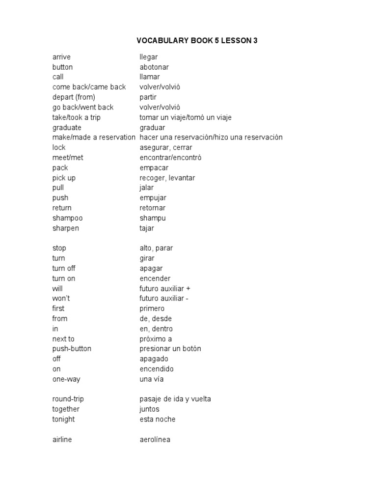Vocabulary Book 5 Lesson 3 | PDF