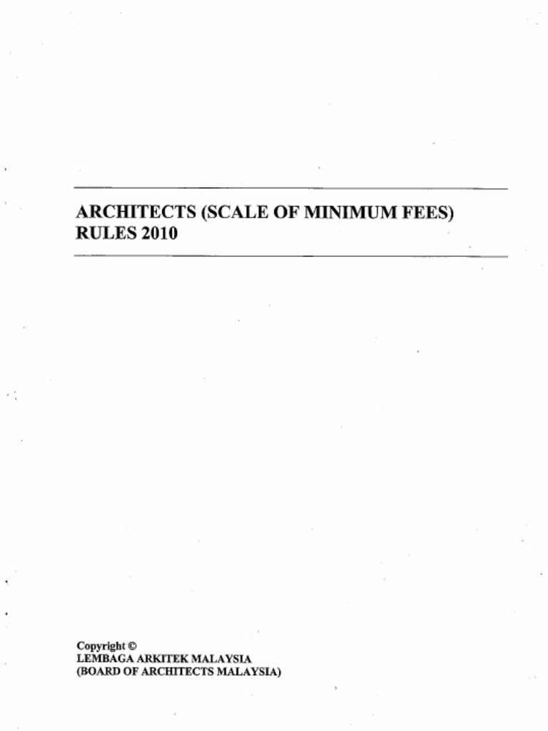Architects (Scale of Minimum Fees) Rules 2010 | PDF