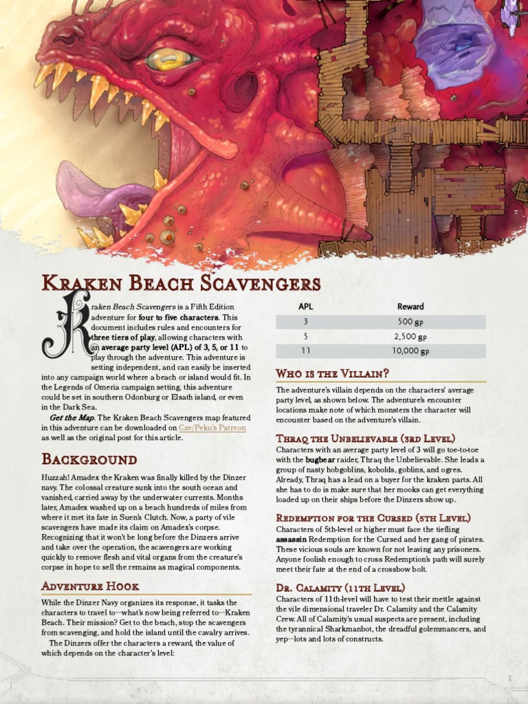 DMDave Adventure - Kraken Beach Scavengers (3rd, 5th, or 11th Level ...