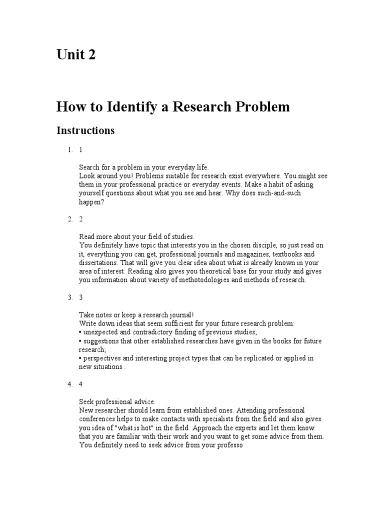 Identifying a Research Problem Guide | PDF | Level Of Measurement ...