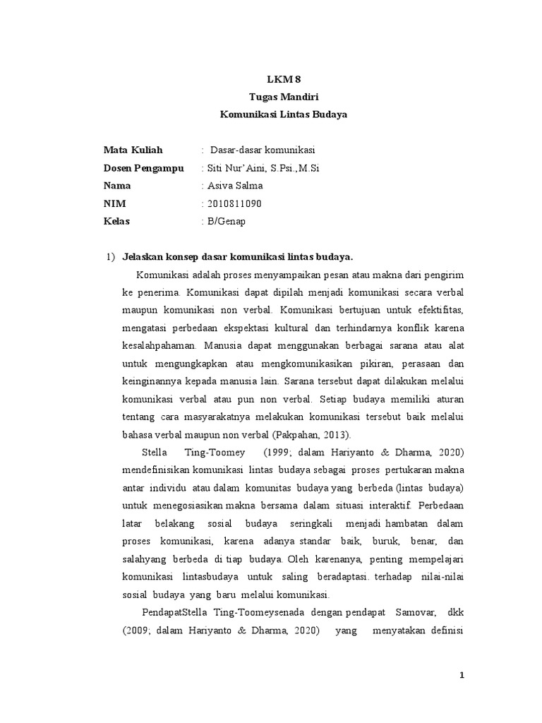 LKM 8 Daskom Asiva Salma 2010811090 | PDF