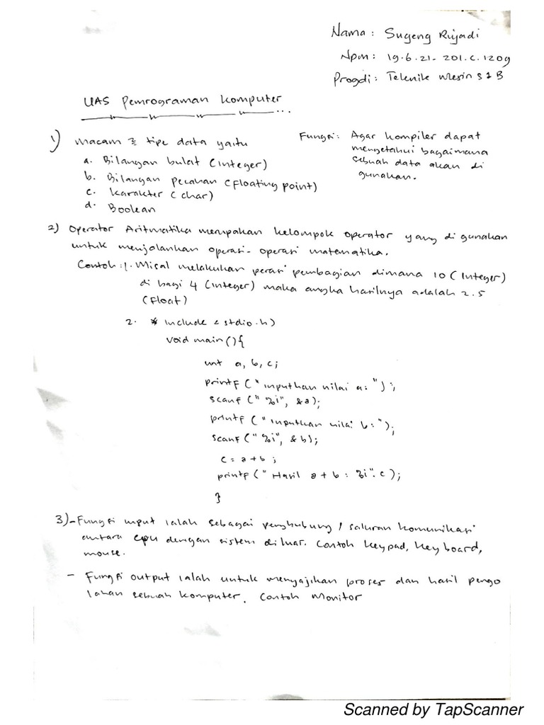 Uas Pemrograman Komputer | PDF