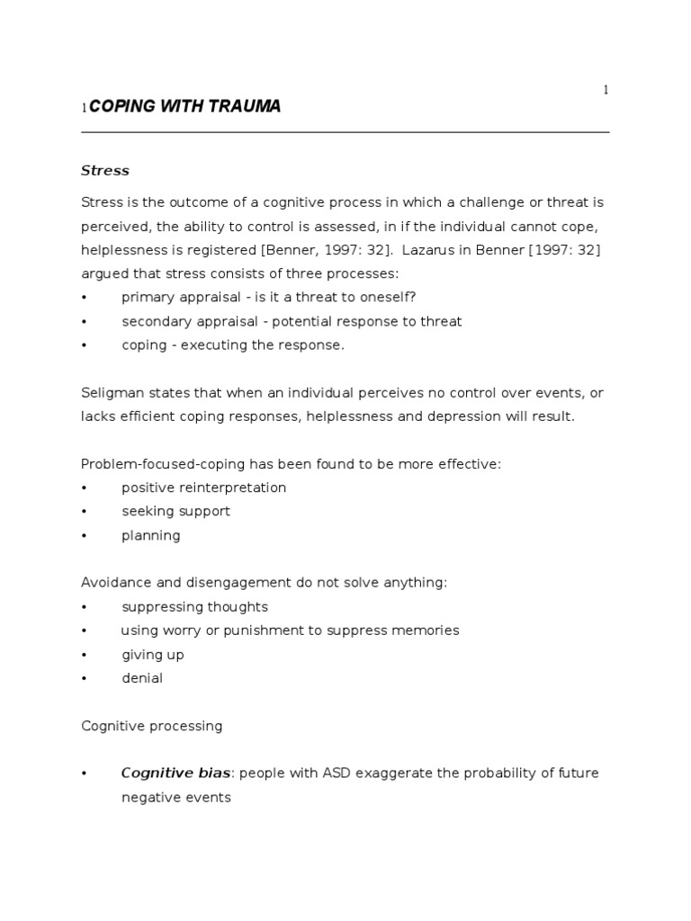 Coping With Trauma: Stress | PDF | Psychological Trauma | Posttraumatic ...