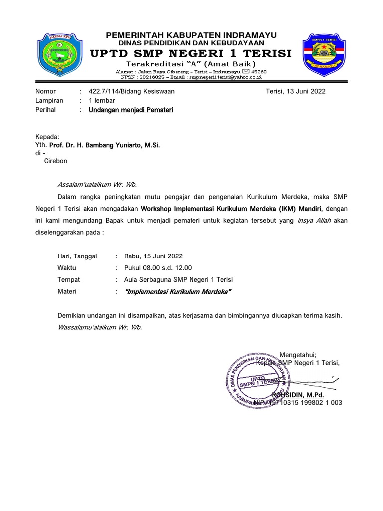 Surat Undangan Workshop 1 | PDF