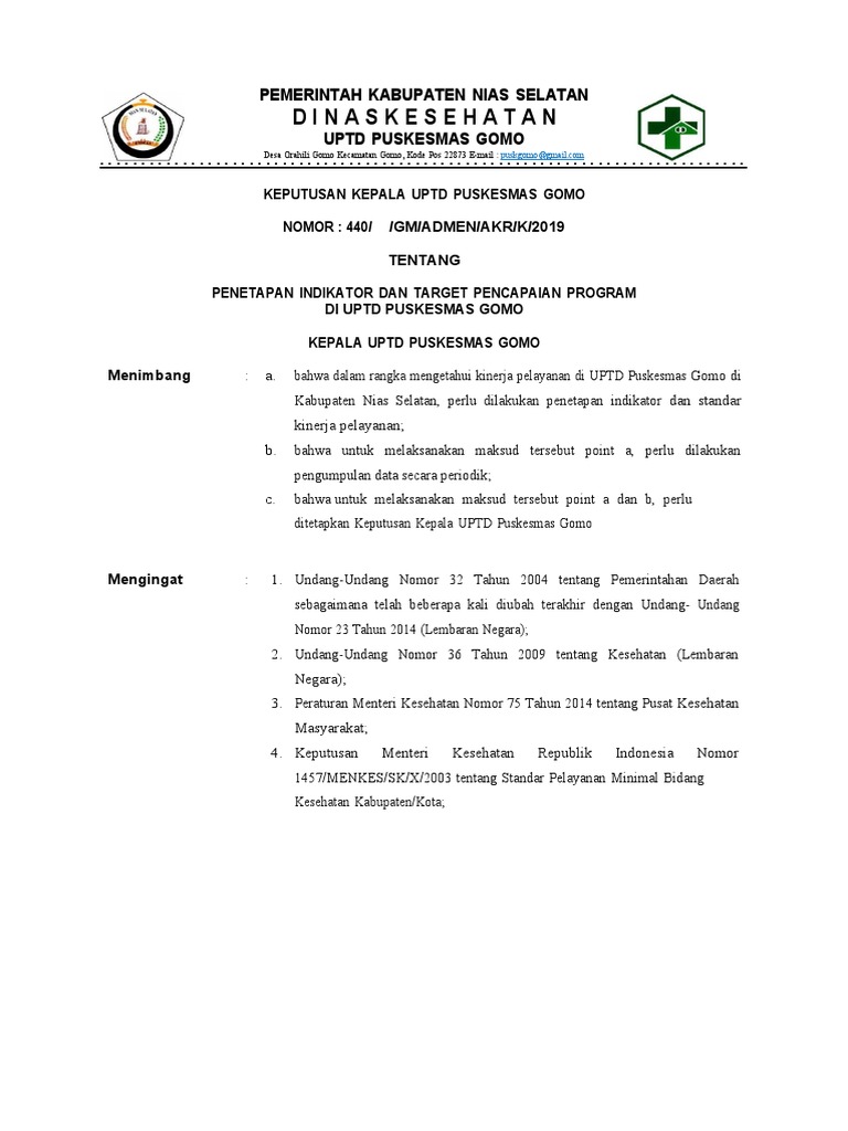 SK Indikator Dan Target Pencapaian - Compress | PDF