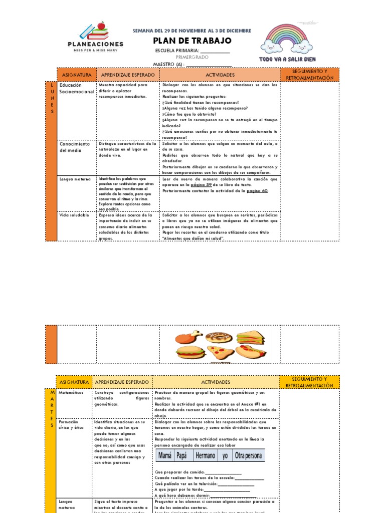 1°S14 Plan Miss Mary-Fer | PDF | Aprendizaje | Cognición