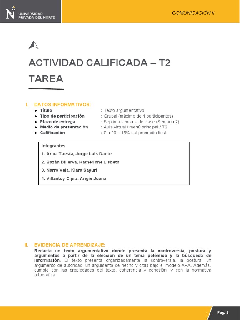 T2 - ComunicaciónII - Villantoy Cipra Angie Juana | PDF | Gramática ...