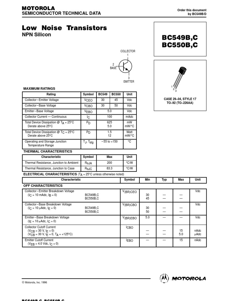 BC549C | PDF | Transistor | Bipolar Junction Transistor