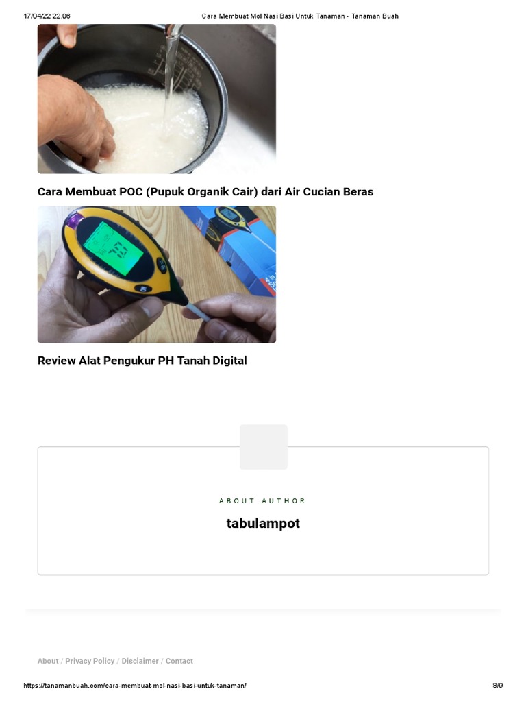 Cara Membuat Mol Nasi Basi Untuk Tanaman - Tanaman Buah-8 | PDF