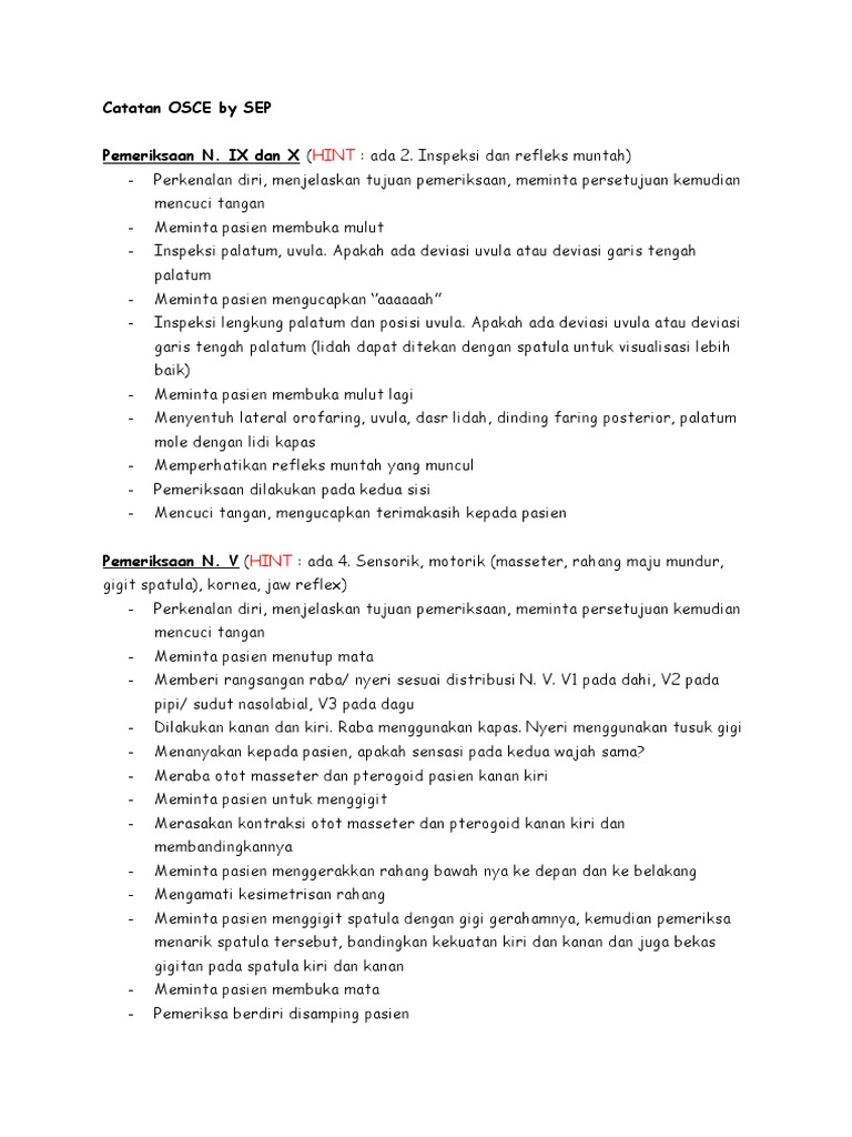 Catatan OSCE Saraf | PDF