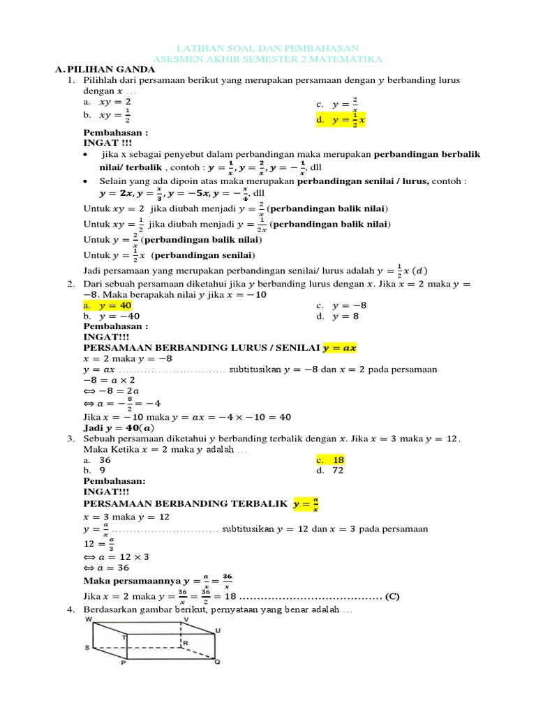 Soal Dan Pembahasan Persiapan Pas2 Fix | PDF