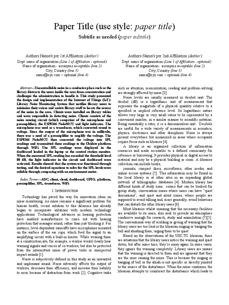 Paper Title (Use Style: Paper Title) : Subtitle As Needed (Paper ...