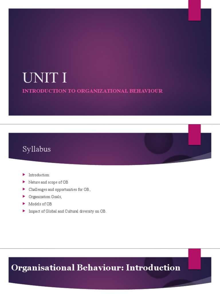Introduction to Organizational Behaviour | PDF | Organizational ...