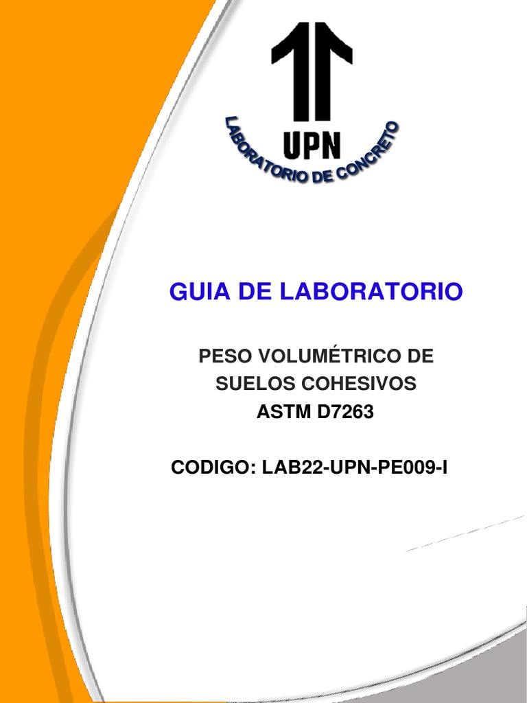 Procedimiento Peso Voolumétrico de Suelos Cohesivos ASTM D7263 | PDF ...