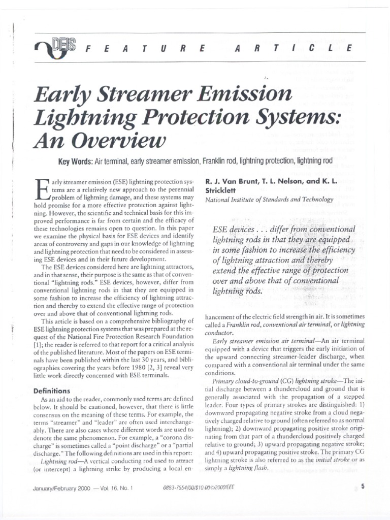 Early Streamer Emission Lightning Protection Systems: An Overview | PDF ...
