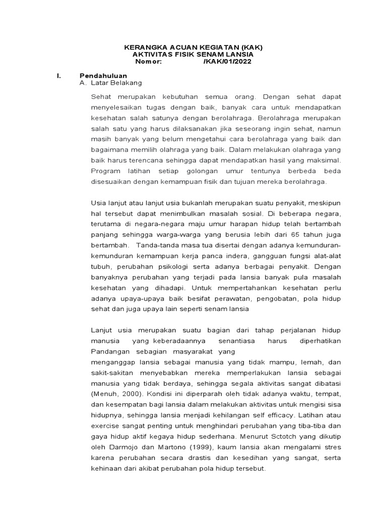 Kak Senam Lansia 2022 | PDF | Pengembangan Diri | Kesehatan Holistik
