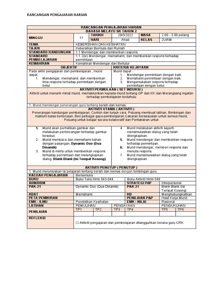 RPH M11 BM THN 2 | PDF