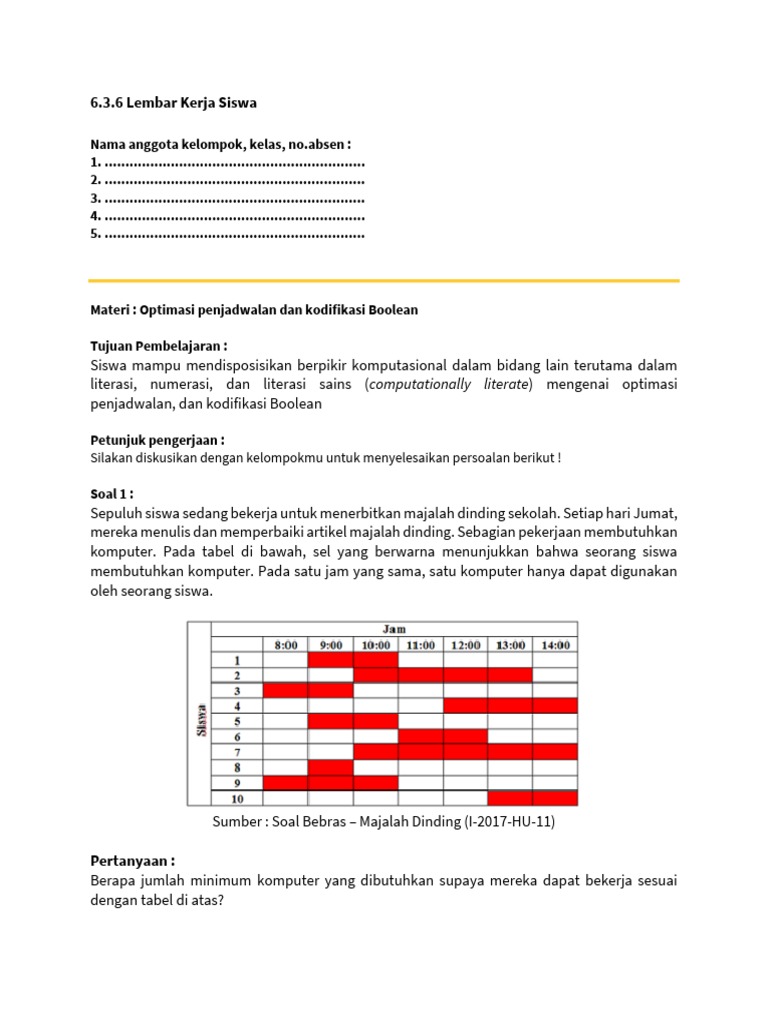 LKS - Diskusi Optimalisasi Penjadwalan Dan Kodifikasi Boolean | PDF | Game & Aktivitas
