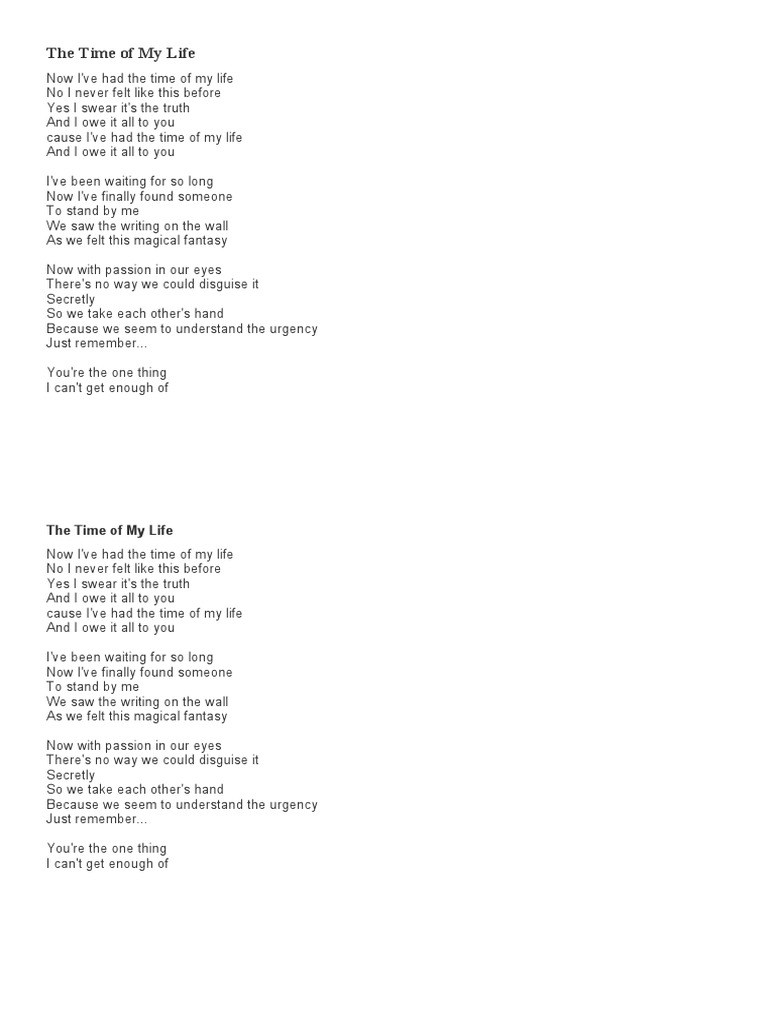 The Time of My Life | PDF