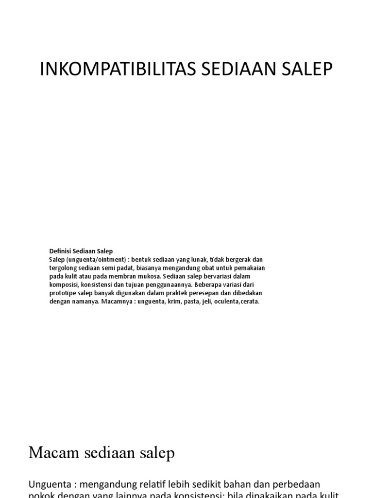 Inkompatibilitas dalam Sediaan Salep | PDF