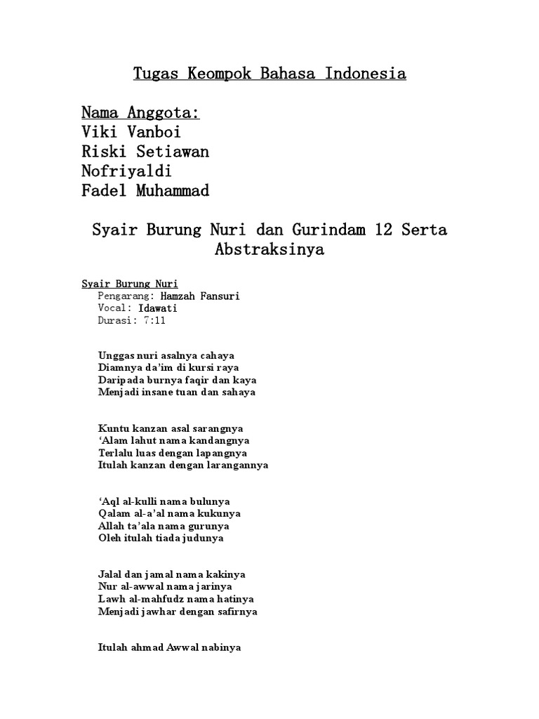 Sinopsis Syair Burung Nuri | PDF | Agama & Spiritualitas
