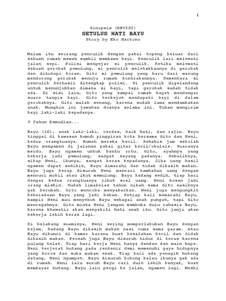 REVISI Sinopsis - SETULUS HATI BAYU | PDF