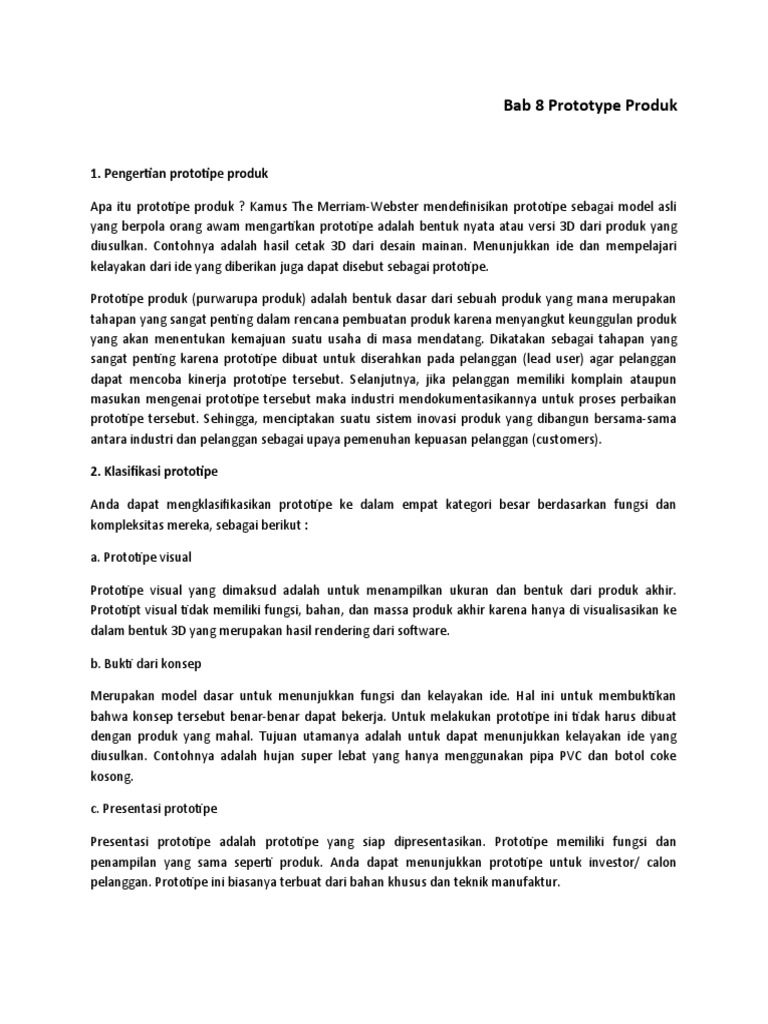 Bab 8 Pembuatan Prototype Produk | PDF | Bisnis