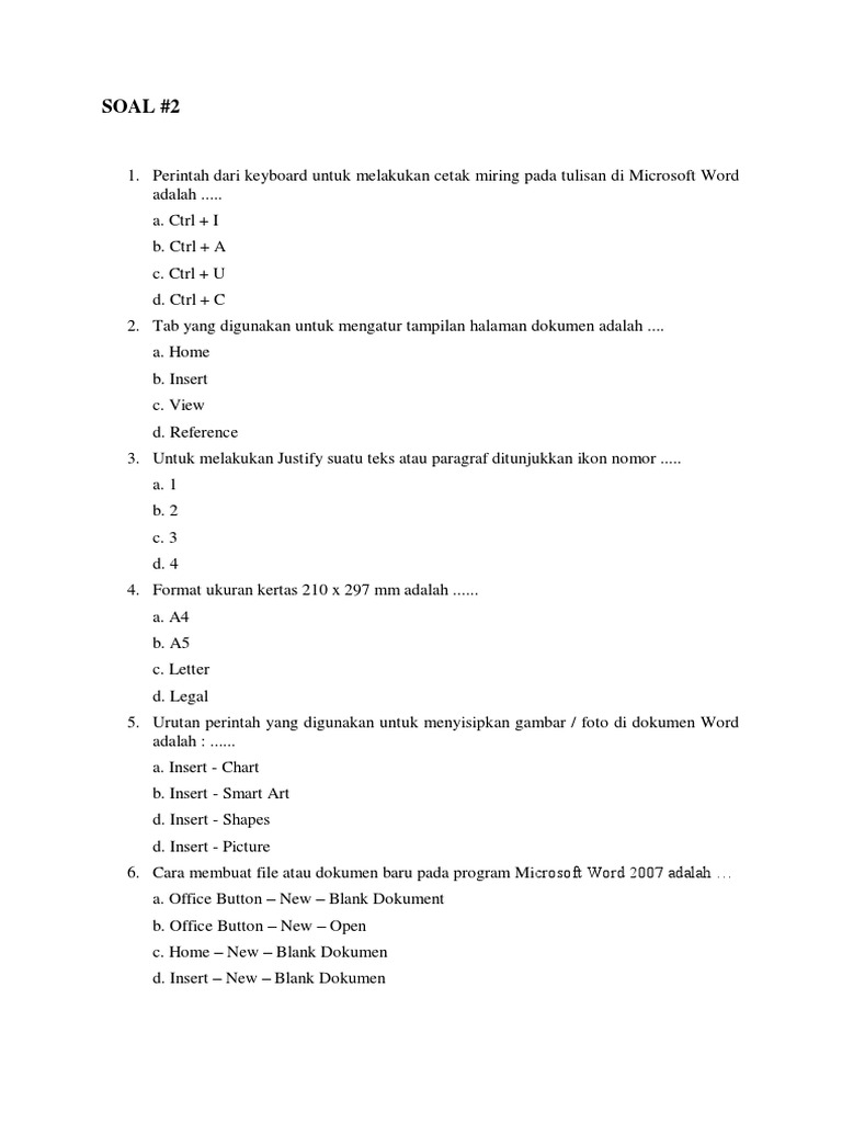 SOAL-Microsoft-Word-2 (SFILE | PDF | Komputer
