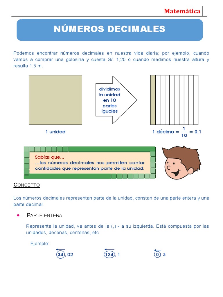 Números Decimales para Cuarto Grado | PDF | Decimal | Convenciones de ...