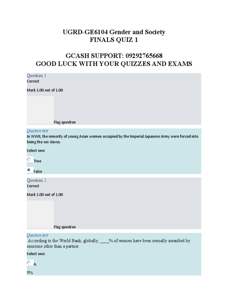 UGRD-GE6104 Gender and Society Finals Quiz 1 | PDF | Violence Against ... UGRD-GE6104 Gender and Society Finals Quiz 1 | PDF | Violence Against ...