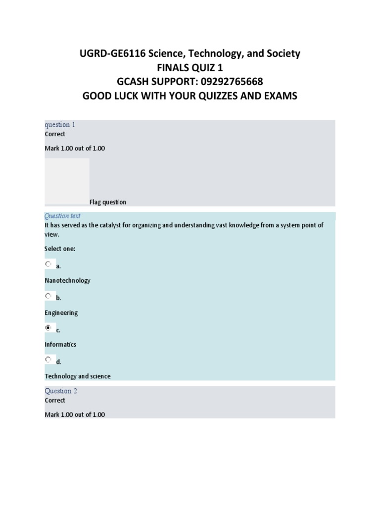 UGRD-GE6116 Science, Technology, and Society FINALS QUIZ 1 | PDF | Cell Potency | Insulin