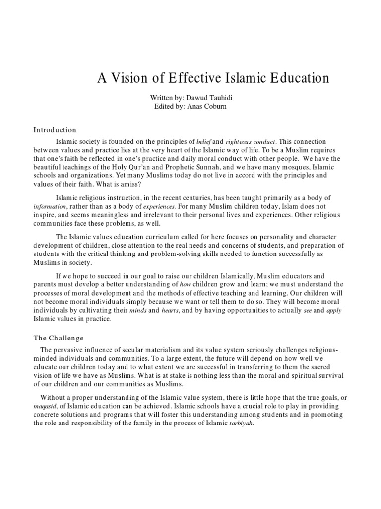 A Vision of Islamic Education | PDF
