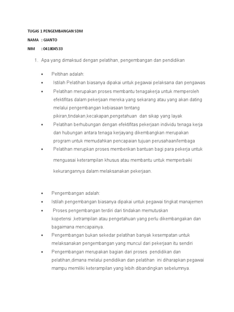 Tugas 1 Pengembangan SDM | PDF