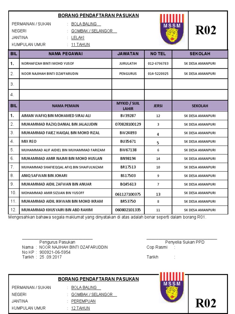 Borang r02 Dan Contoh | PDF