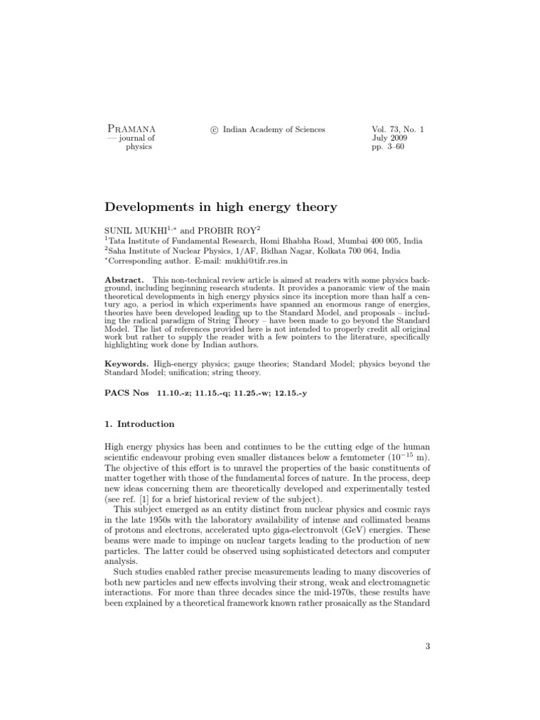 Developments in High Energy Theory | PDF | Quark | Fundamental Interaction