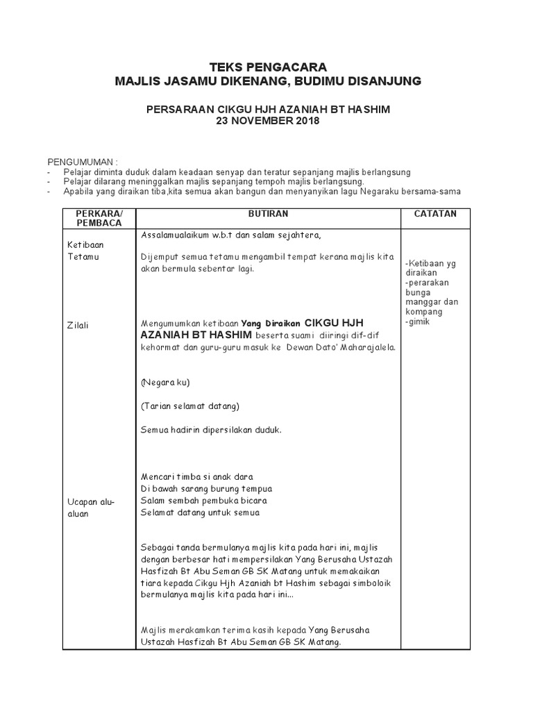 Teks Pengacara Majlis Persaraan | PDF