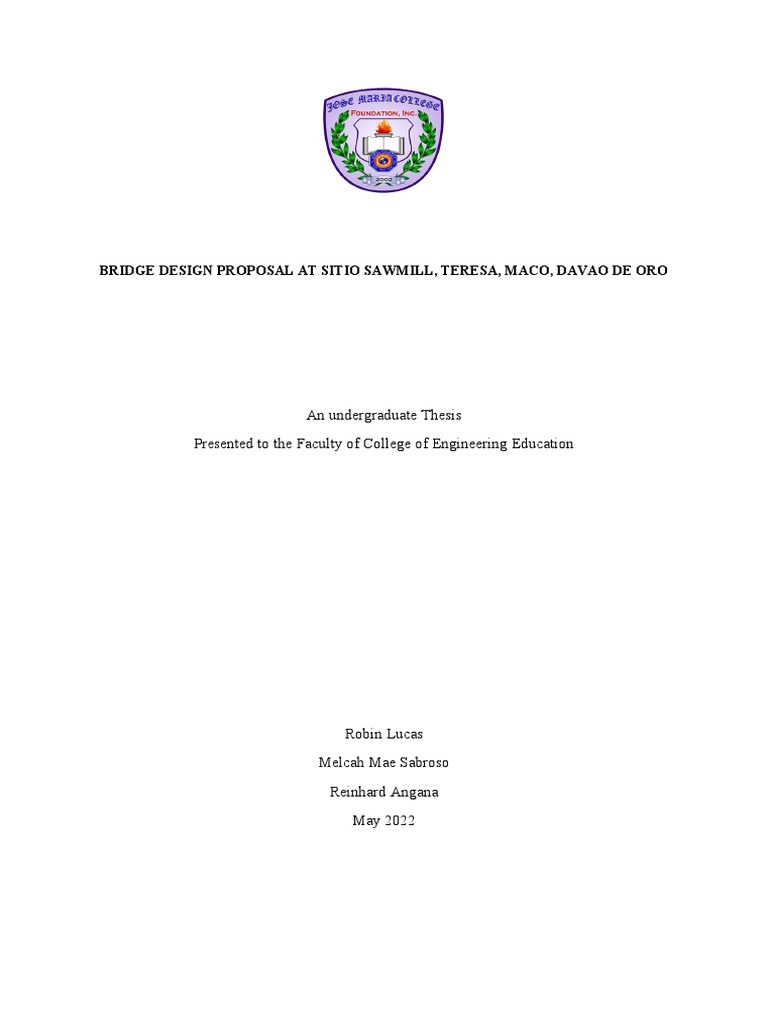 BRIDGE DESIGN PROPOSAL AT SITIO SAWMILL Final | Download Free PDF ...