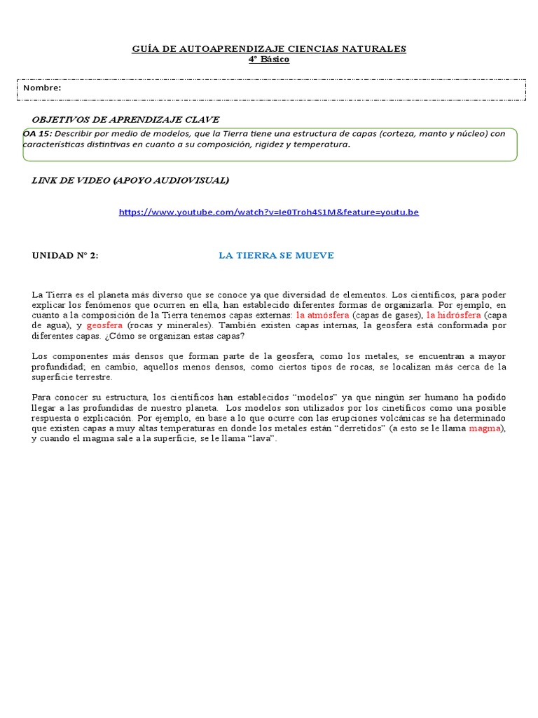 Guia Ciencias Cambios de La Tierra Capas Terrestres | PDF | Tsunami ...