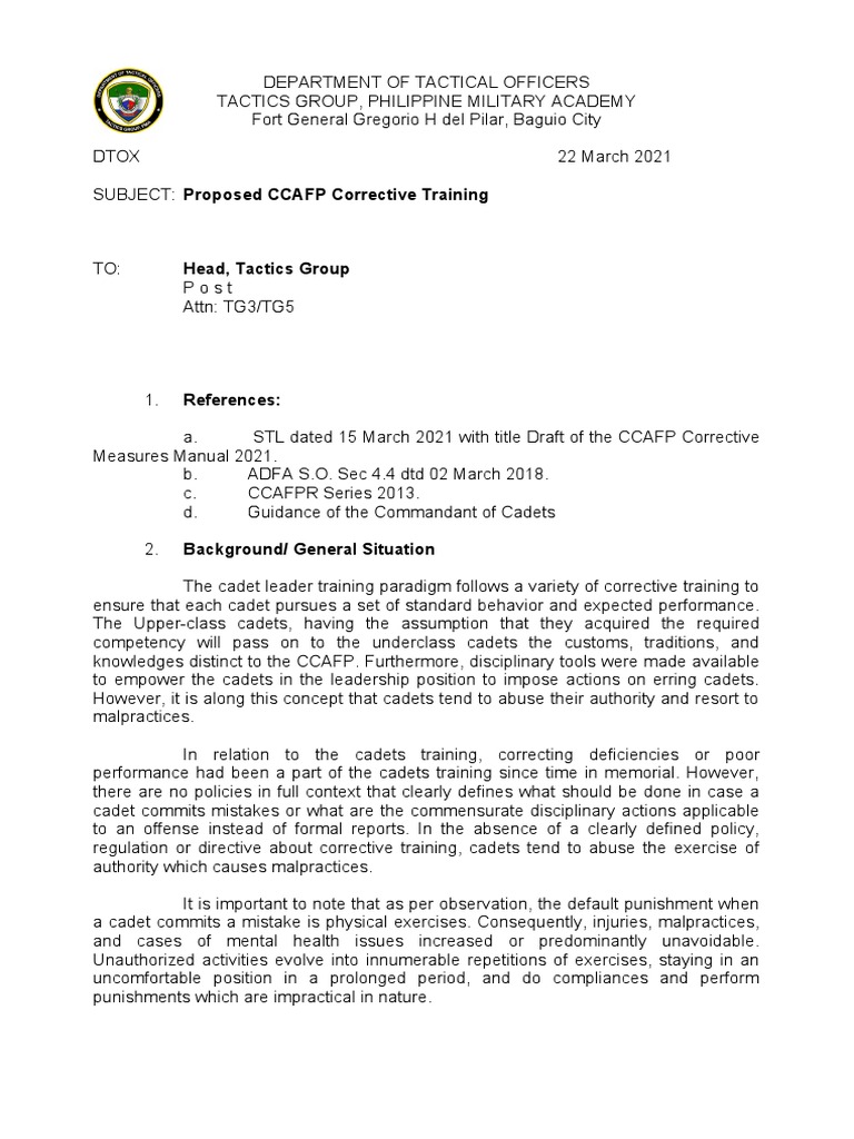 Corrective Training With Diagram | PDF | Cadet | Leadership