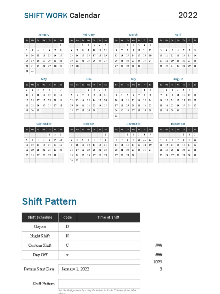 Shift Work Calendar Year at A Glance1 | PDF